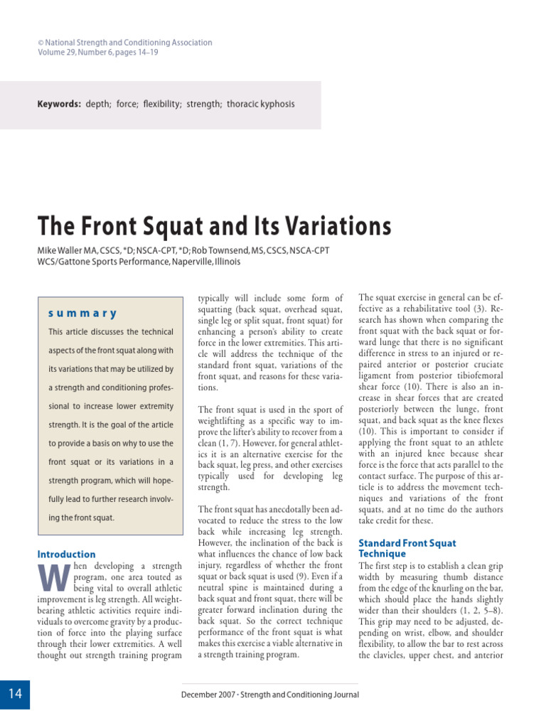 The Front Squat and Its Variations.2 | PDF | Anatomical Terms Of Motion ...