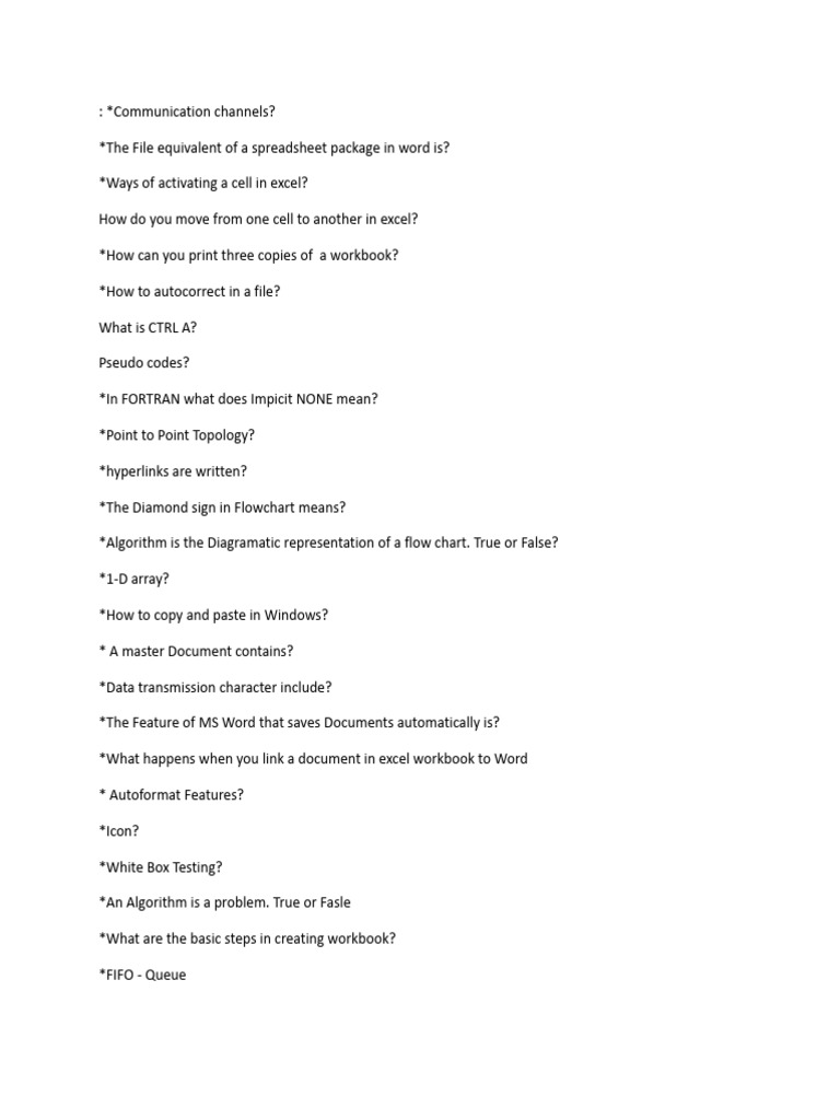 CMP 101 COMPILED QUESTIONS (1) | PDF | Microsoft Excel | Spreadsheet