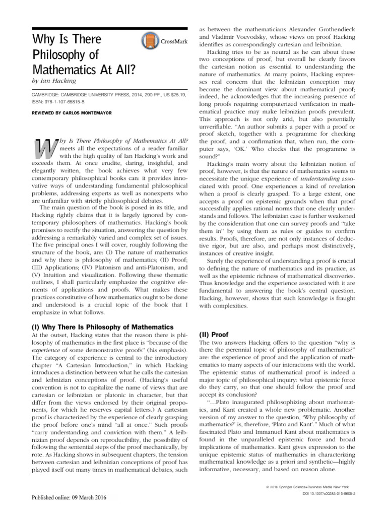 Why Is There Philosophy of Mathematics A | PDF | Mathematics | Epistemology