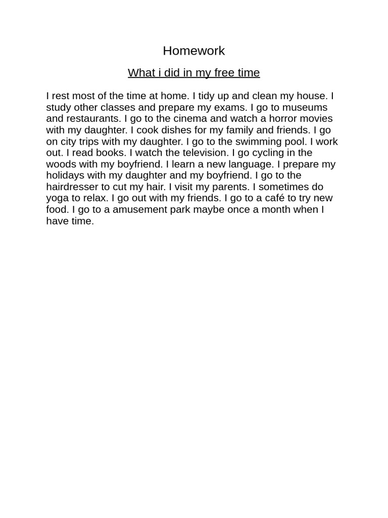 Homework Free Time | PDF