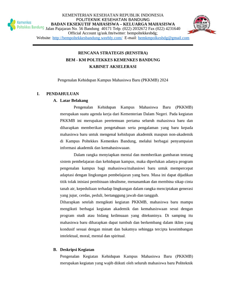 Format Renstra Akselerasi (Pkkmb 2024) | PDF