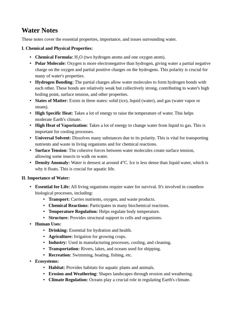Water Pdf Water Chemical Polarity