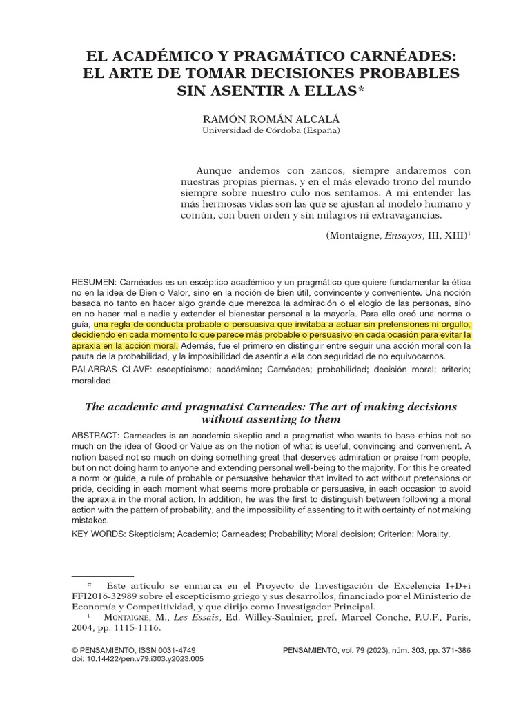 Román Alcalá, Ramón - El Académico y Pragmático Carneades - El Arte de ...