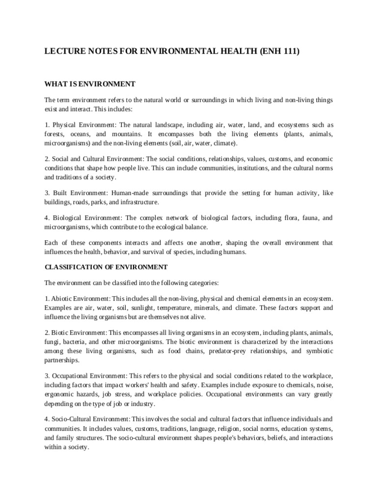 EHT 111 NOTES | PDF | Air Pollution | Water Pollution