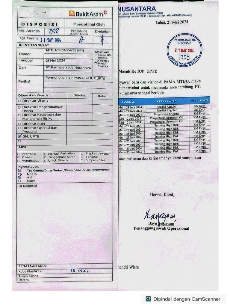 Izin Masuk Surat 321 | PDF