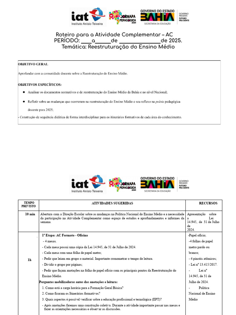 Roteiro para A Atividade Complementar | PDF