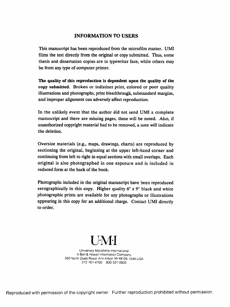University Microfilms International A Bell & Howell Information Company ...