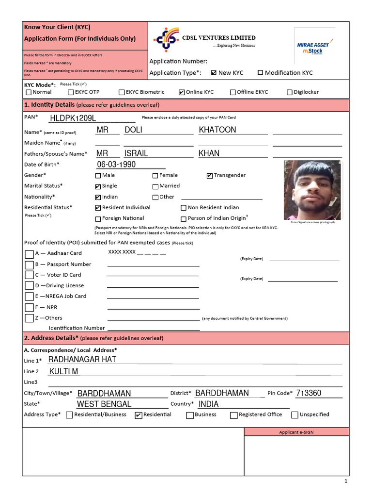 Kyc Form Hldpk1209l | PDF | Identity Document | Stocks