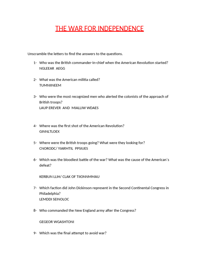 The War For Independence | PDF