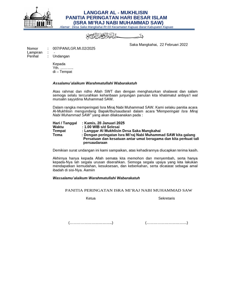 Contoh Undangan PHBI | PDF