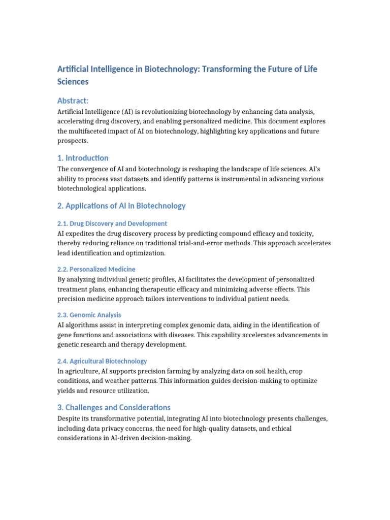 AI_in_Biotechnology | PDF | Biotechnology | Personalized Medicine