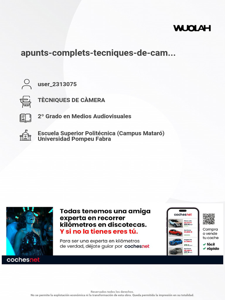 wuolah-free-apunts-complets-tecniques-de-camera | PDF | Resolución de pantalla | Vídeo