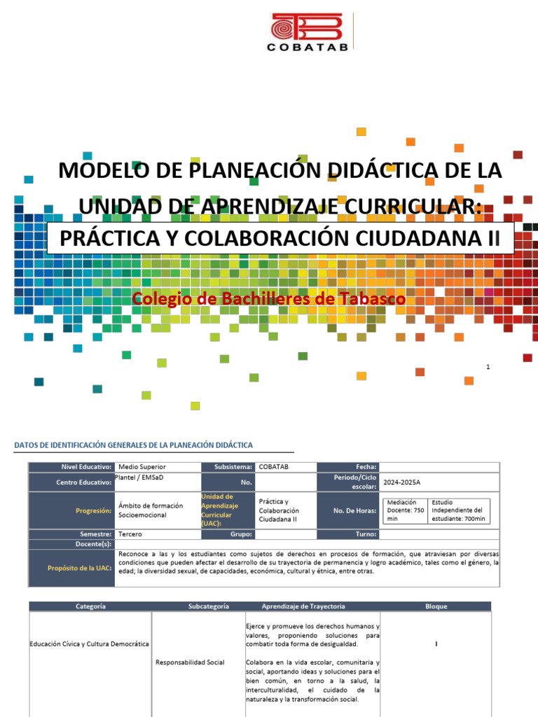 Planeación Didáctica: PCC II COBATAB | PDF | Las emociones | Inclusión ...