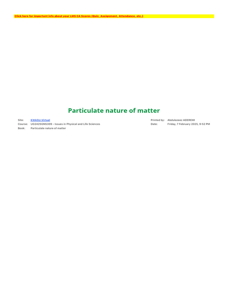 Particulate Nature of Matter | PDF | Ion | Atoms
