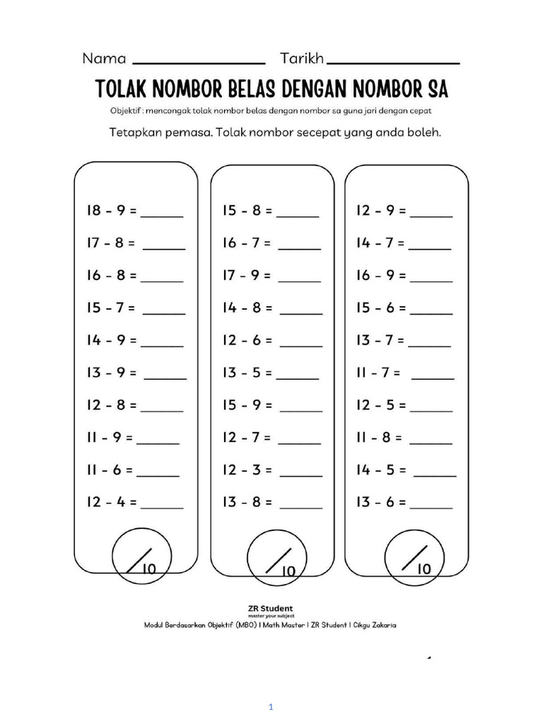 P1 Math Activity 1 (Add, Minus) | PDF