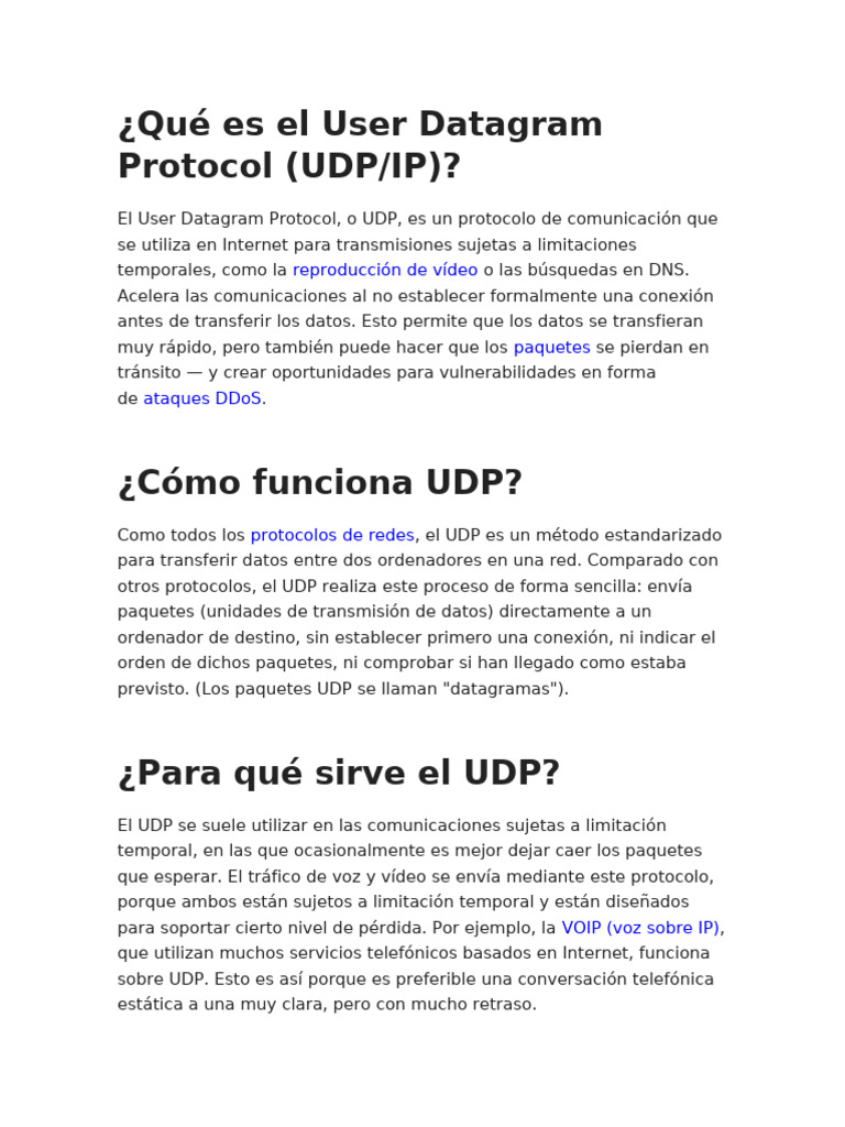 ¿Qué Es El User Datagram Protocol (UDP/IP) ?: Reproducción de Vídeo | PDF