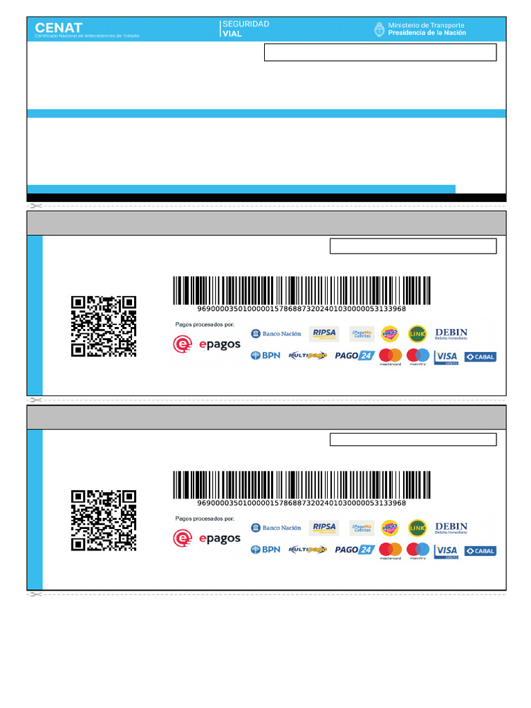 Boleta de Pago Infracciones Tránsito $53133.96 | PDF | Bancario