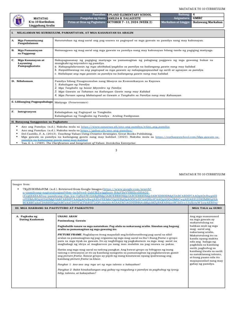 DLL Matatag - GMRC 4 Q2W2 | PDF