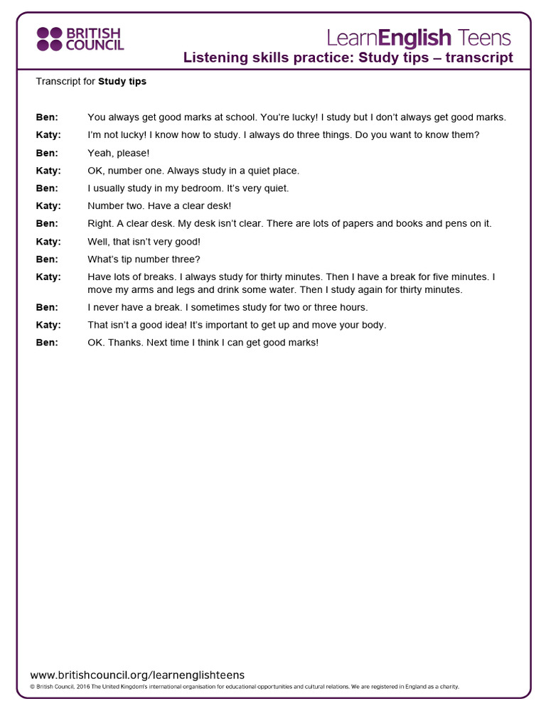 Study Tips - Transcript | PDF