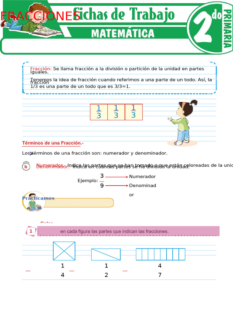 Fracciones-para-Segundo-Grado-de-Primaria | PDF | Lexicología | Matemáticas