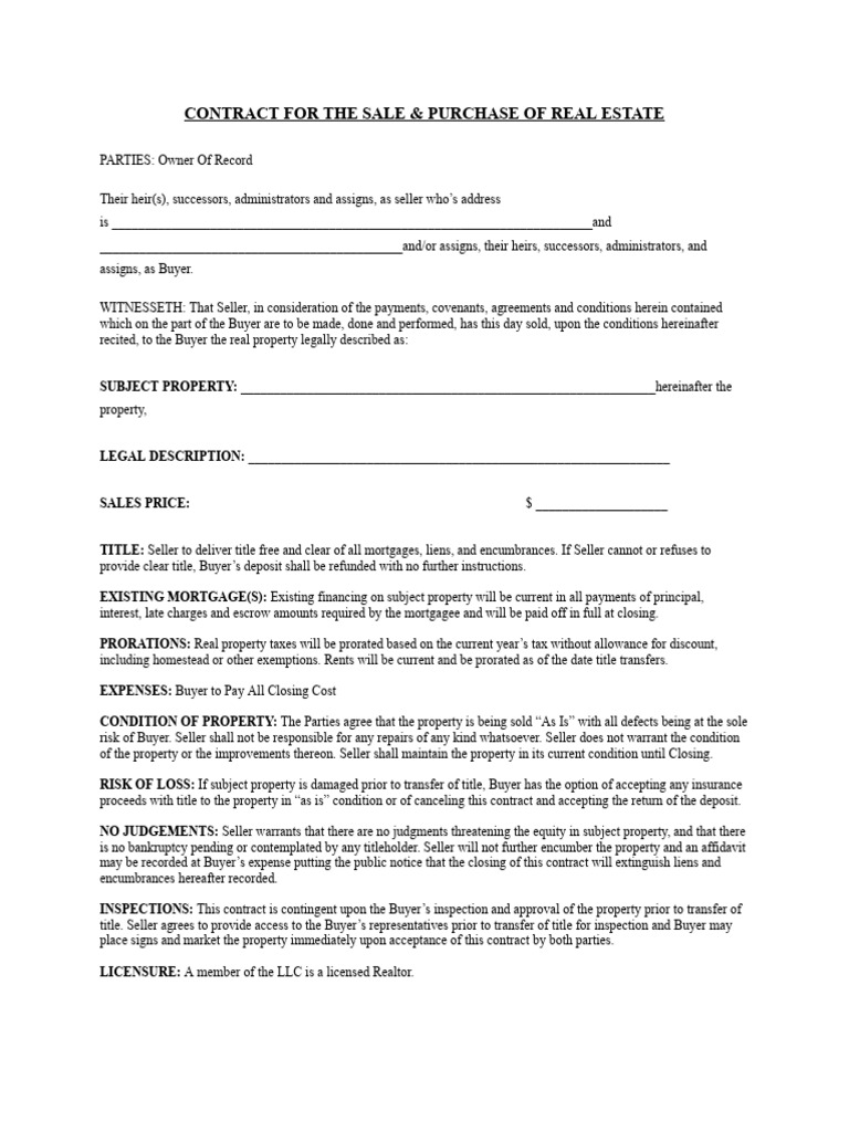 Purchase Contract | PDF | Mortgages | Conveyancing