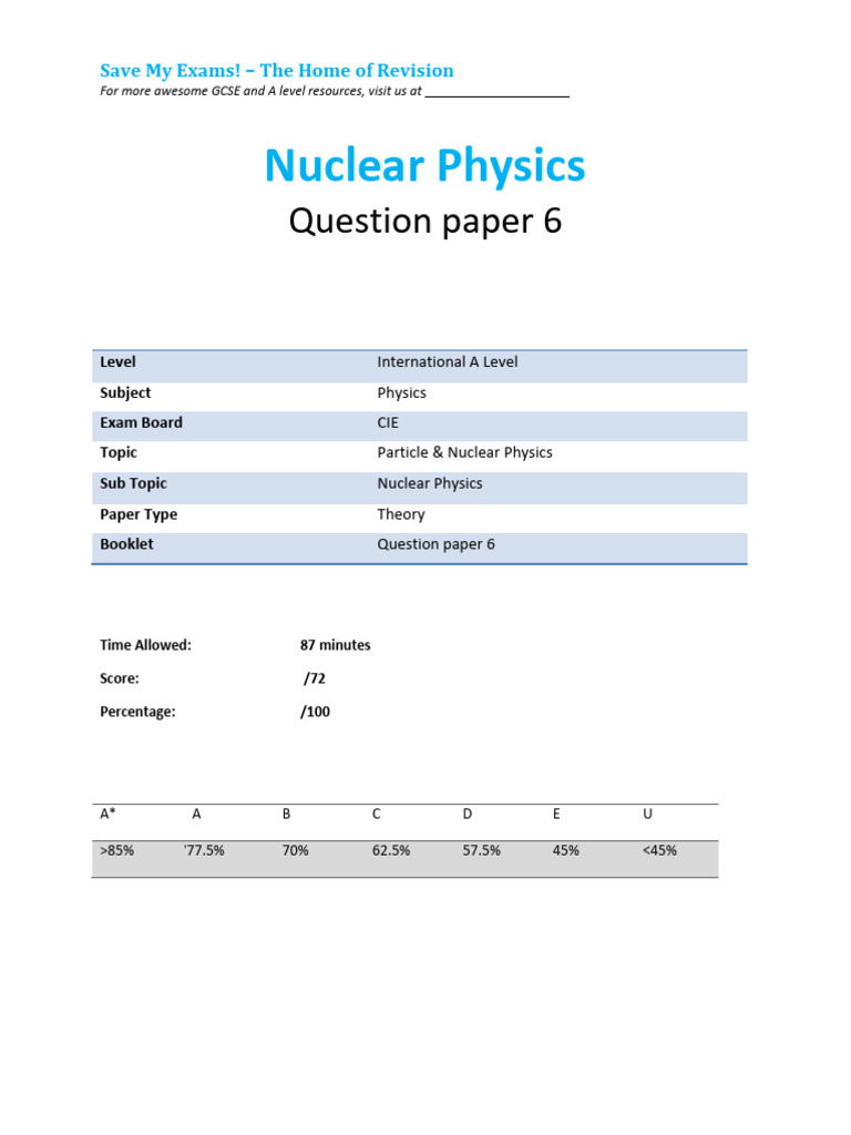 42.6 Nuclear Physics-cie Ial Physics-qp Theory | PDF | Gases | Nuclear ...