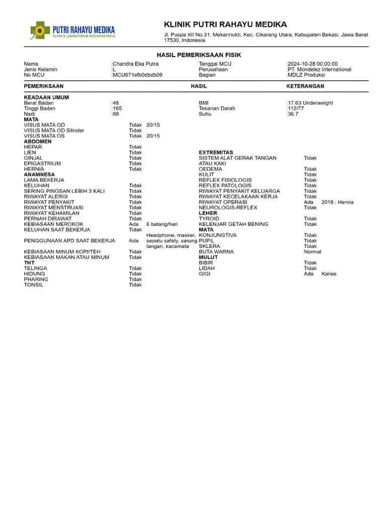 PT. Mondelez International - MDLZ Produksi - Chandra Eka Putra | PDF