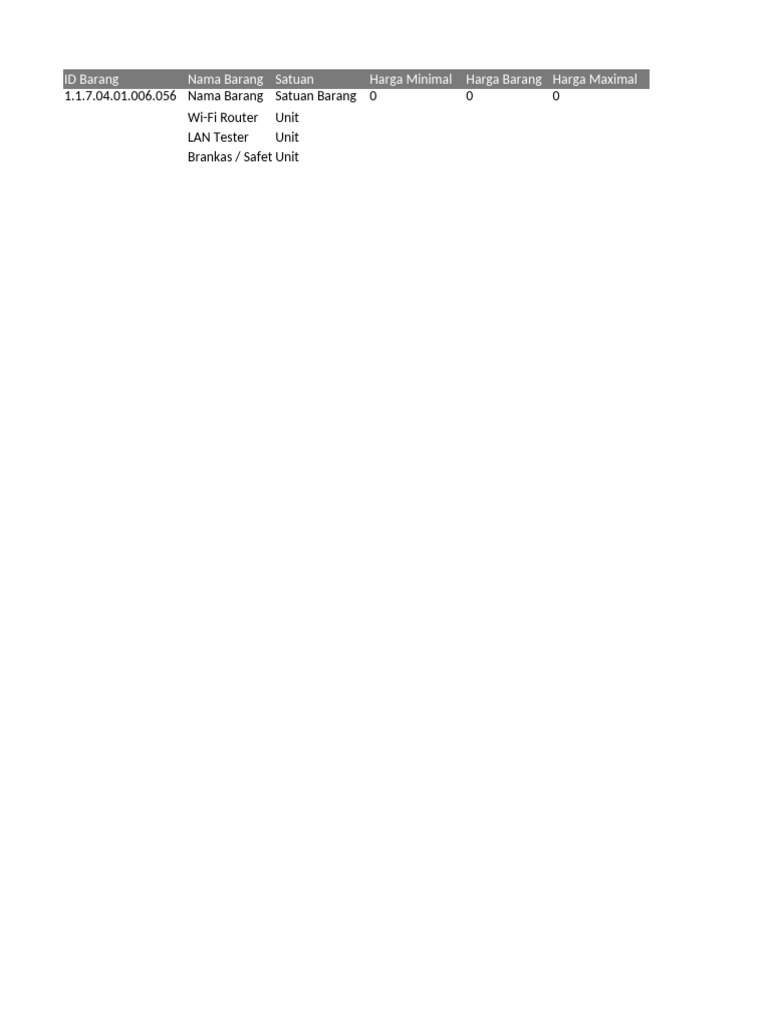 Template Referensi Barang Modal - Manajemen Aplikasi RKAS | PDF