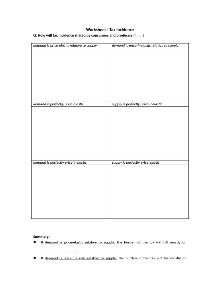 Worksheet - Tax Incidence | PDF