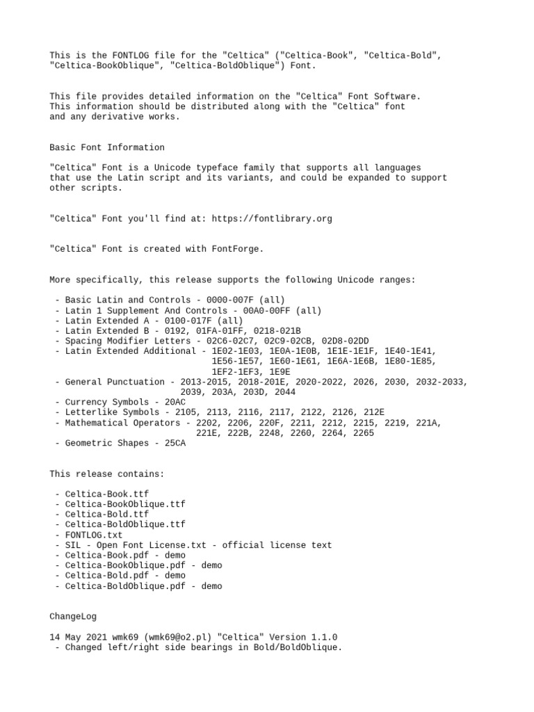 Font Log | PDF | Digital Typography | Character Encoding