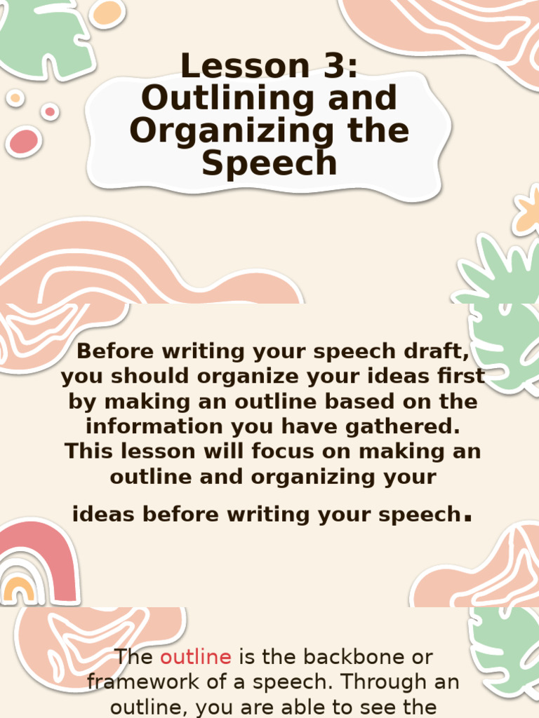 Outlining and Organizing Speech | PDF