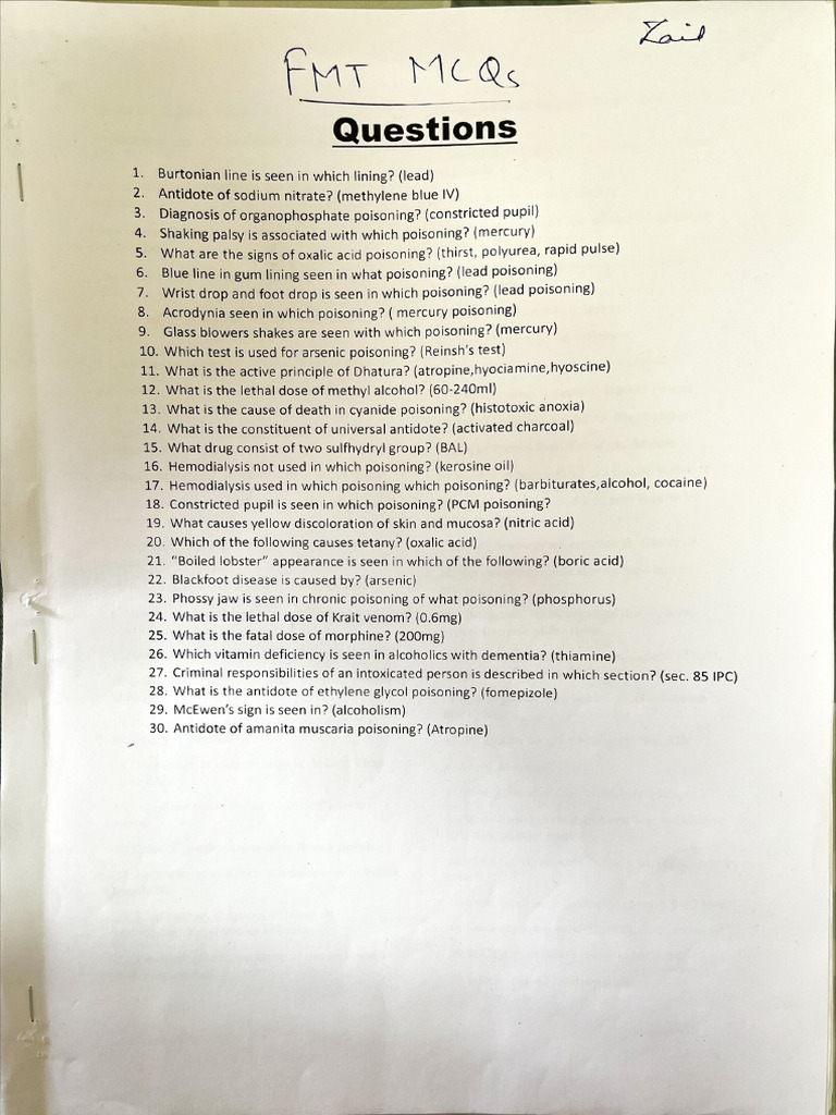 FMT Mcqs 20 Batch | PDF