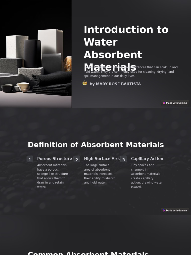 Introduction To Water Absorbent Materials | PDF | Water | Porosity