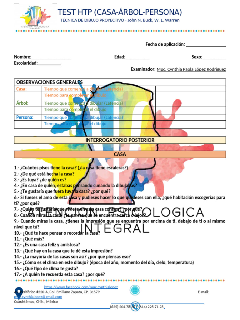 FORMATO HTP | PDF | Ciencias del comportamiento | Sicología