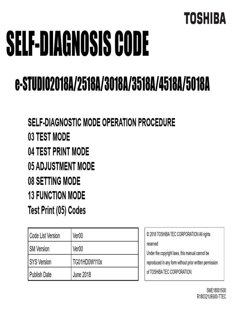 Toshiba_e-Studio_2018A_Series_Self_Diagnosis_Codes | PDF | Computer Engineering | Computing