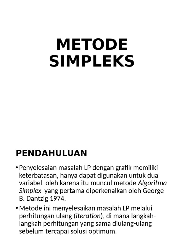 004-Program Linier-Metode Simpleks | PDF