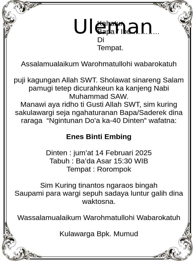 Uleman Sukuran 40 Dintena | PDF