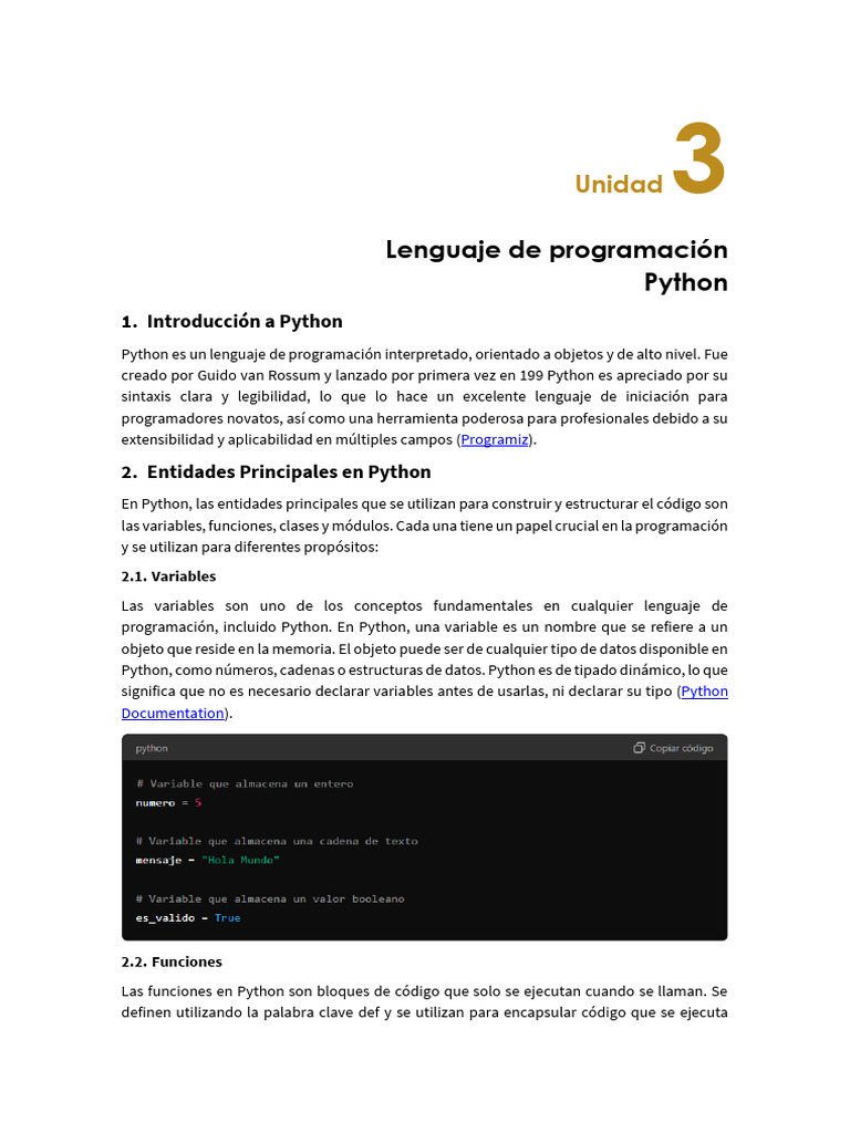 Unidad 3 LENGUAJE DE PROGRAMACION PYTHON 24-25 | PDF | Python (lenguaje de programación) | Software