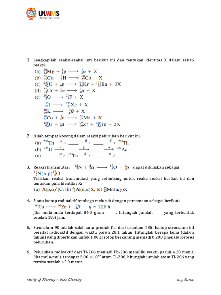 HW Kimia Inti 2024 | PDF