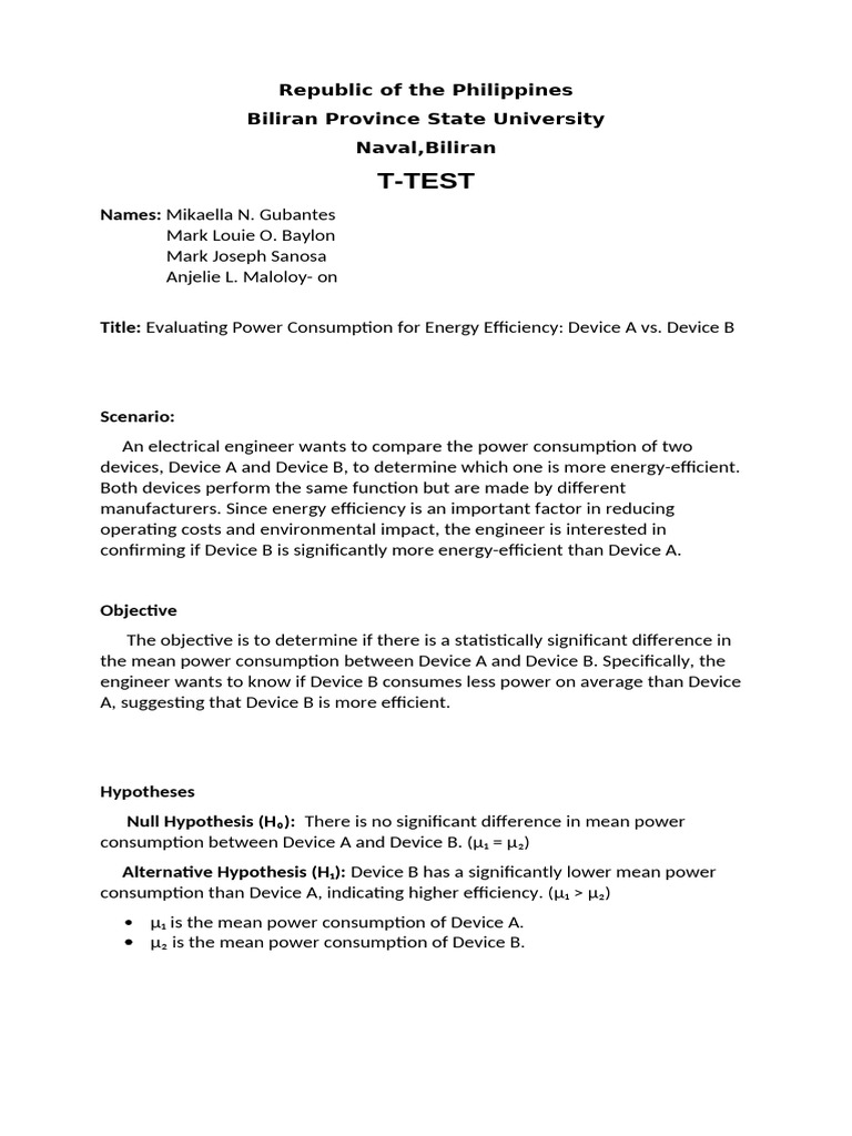 T-TEST..-EDA-FINAL | PDF | Student's T Test | Electric Energy Consumption