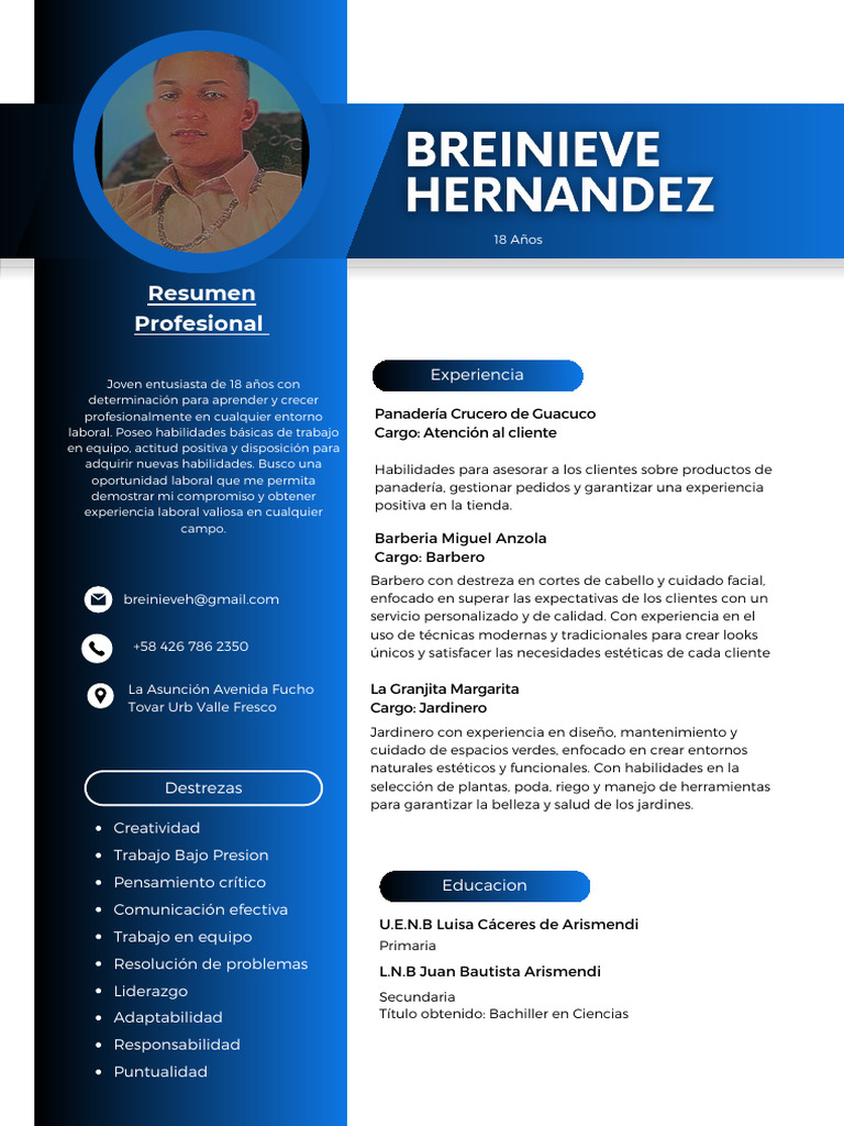 Currículum Breinieve Hernández | PDF | Cognición