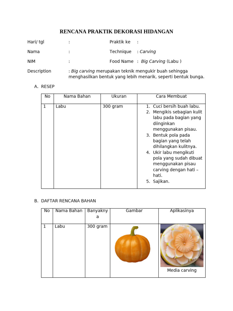 Perencanaan Big Carving Labu (1) | PDF