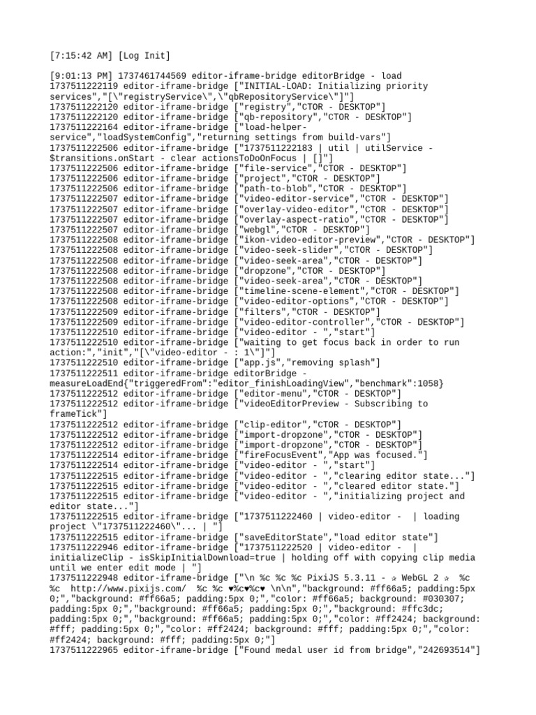 Video Editor Initialization Log | PDF | Computing | Software