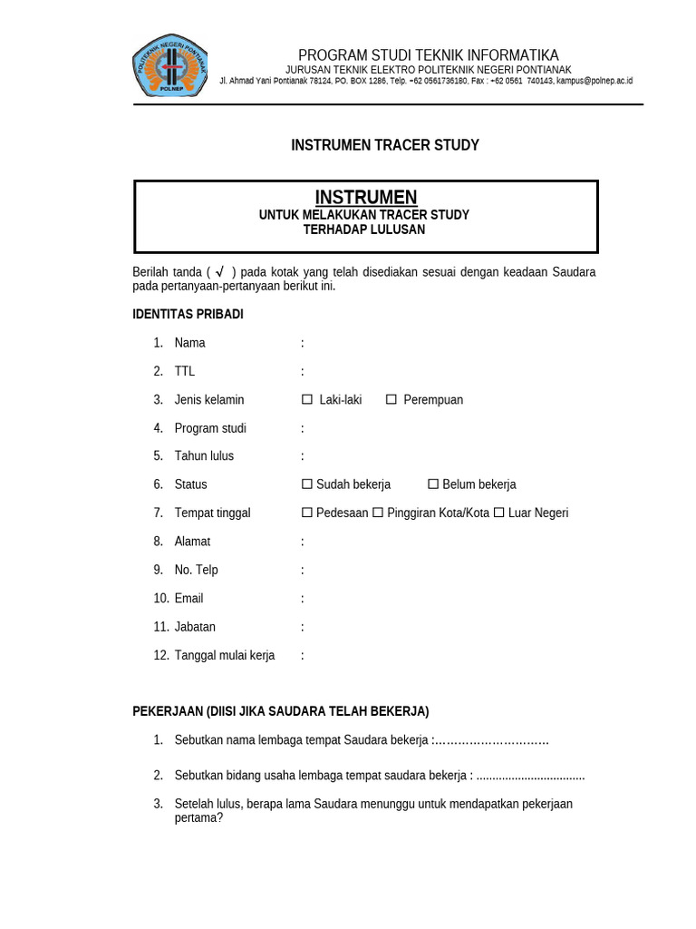 Kuisioner Tracer Study | PDF