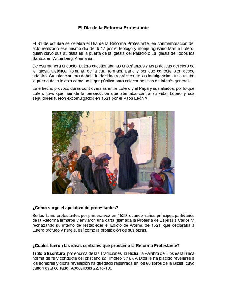 El Día de La Reforma Protestante | PDF | Martin Luther | protestantismo