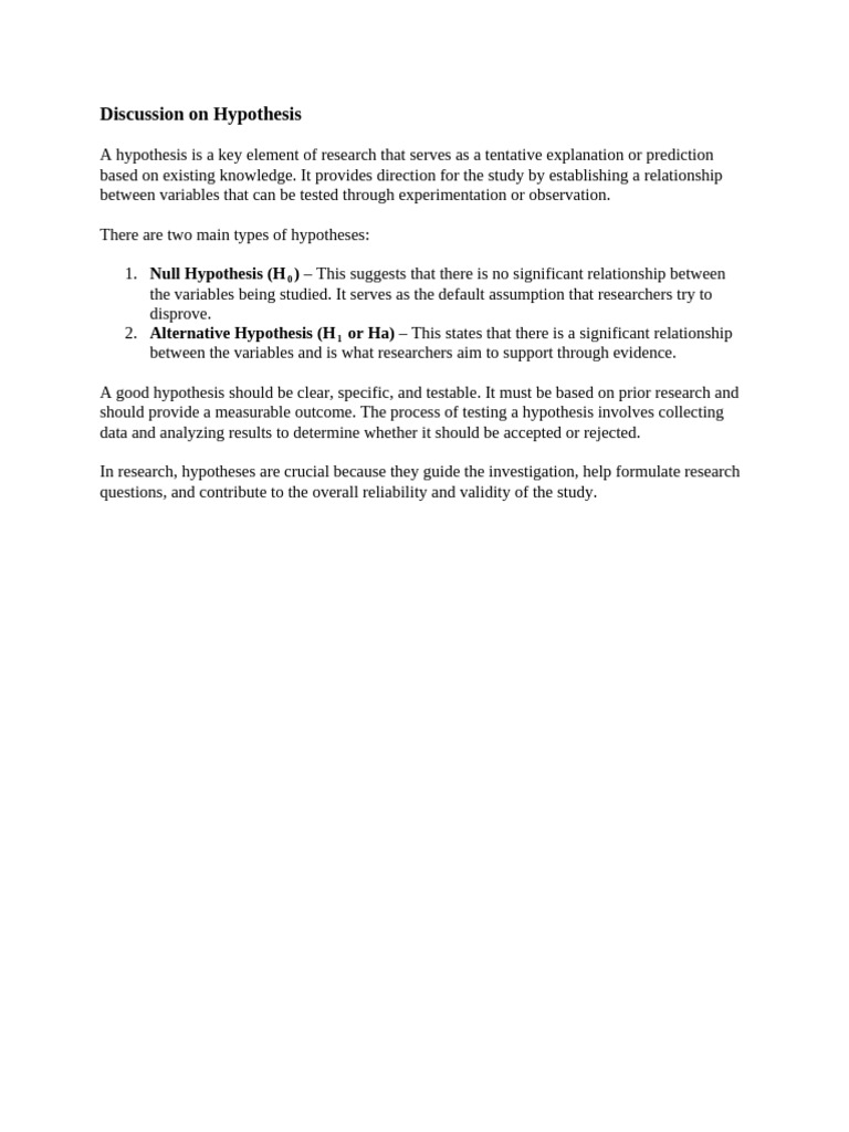 Understanding Research Hypotheses Explained | PDF