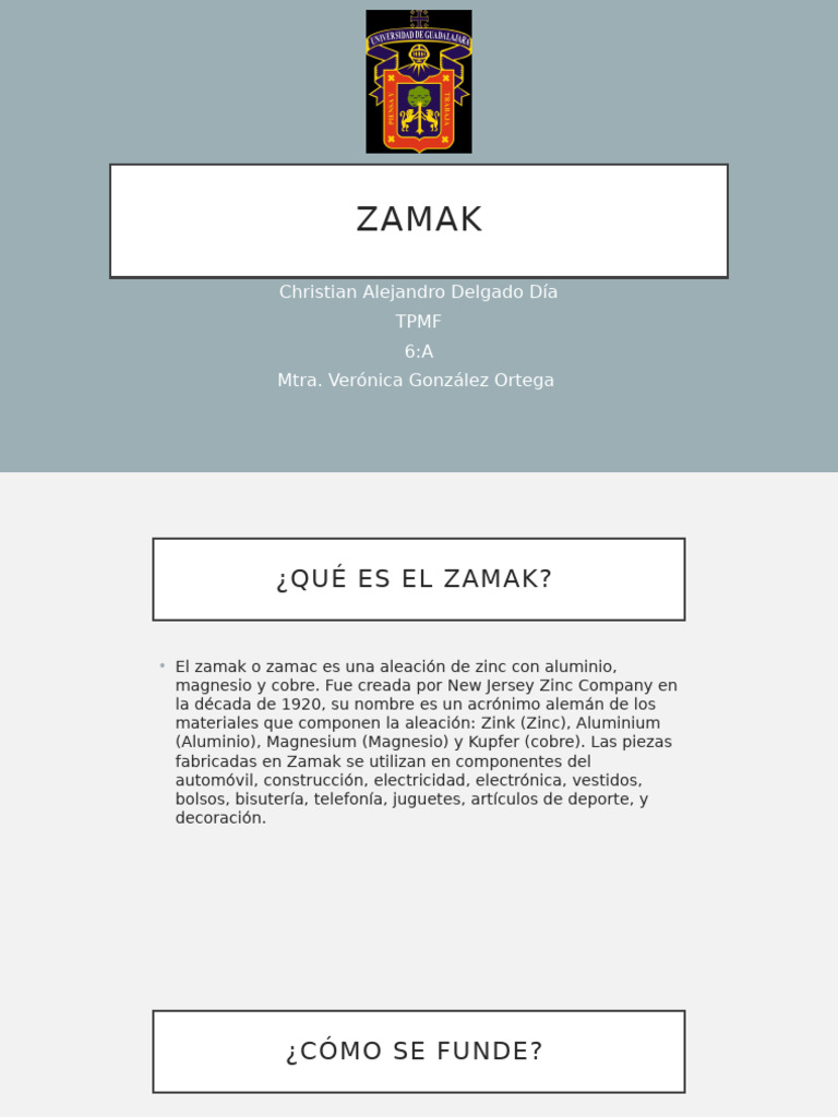 Guía Completa sobre el Zamak | PDF | Ciencias fisicas | Conjuntos de elementos químicos