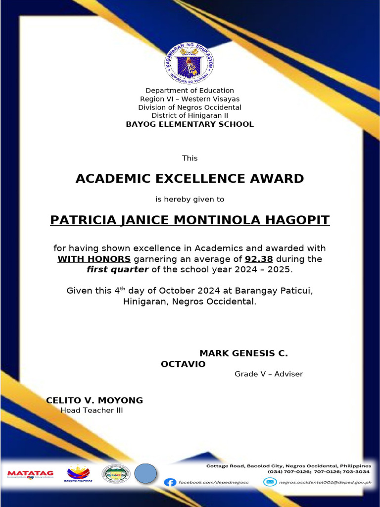 Academics Certificate | PDF