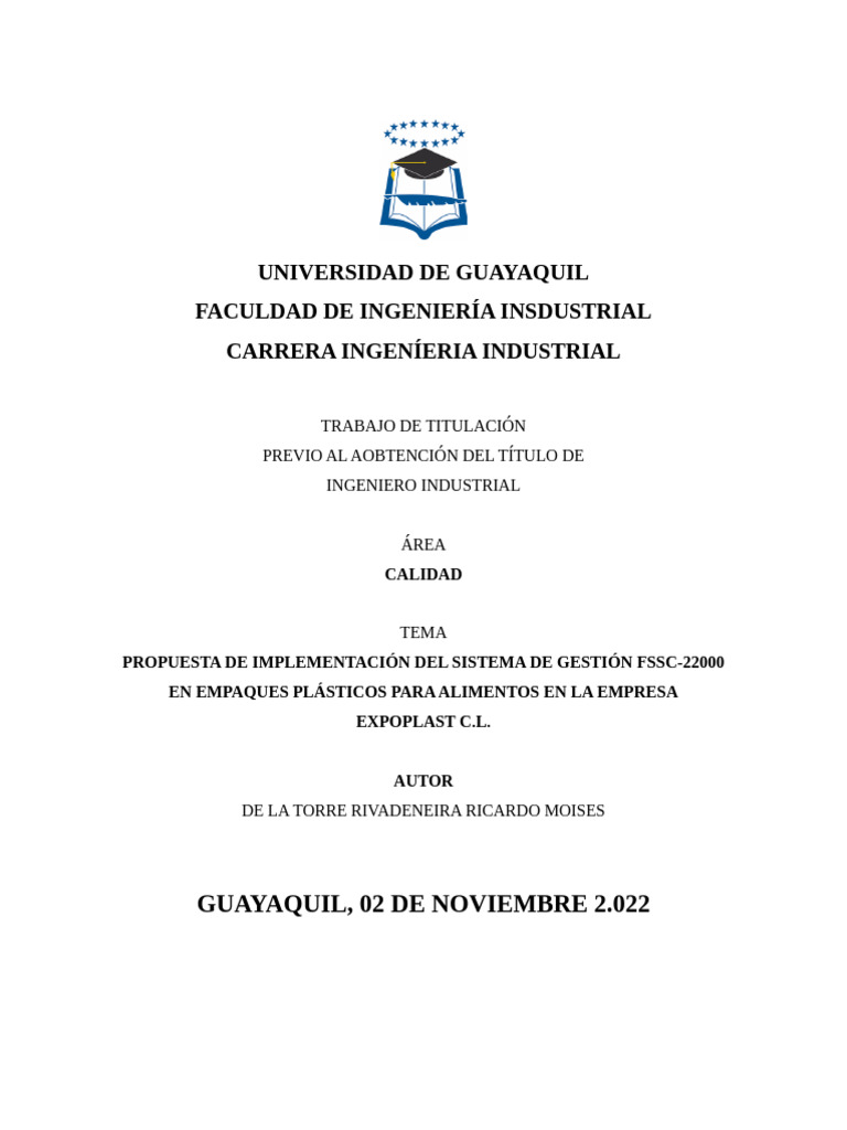 Implementación FSSC-22000 en Expoplast | PDF | Calidad (comercial ...