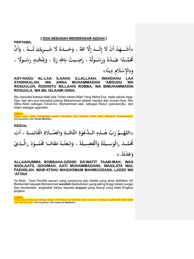 Doa Sesudah Adzan | PDF